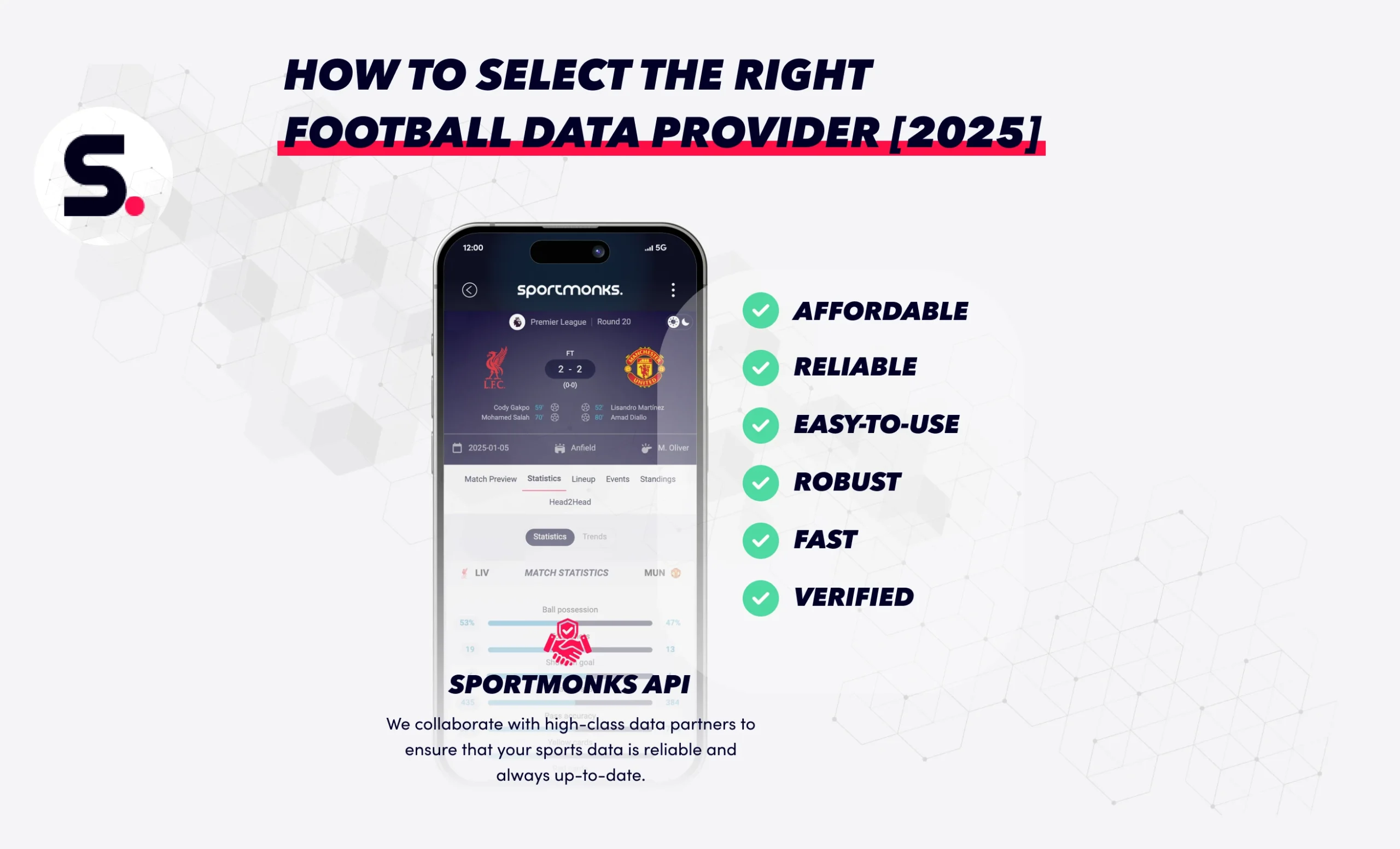 Fast and Reliable Sports Data for your web app | Sportmonks