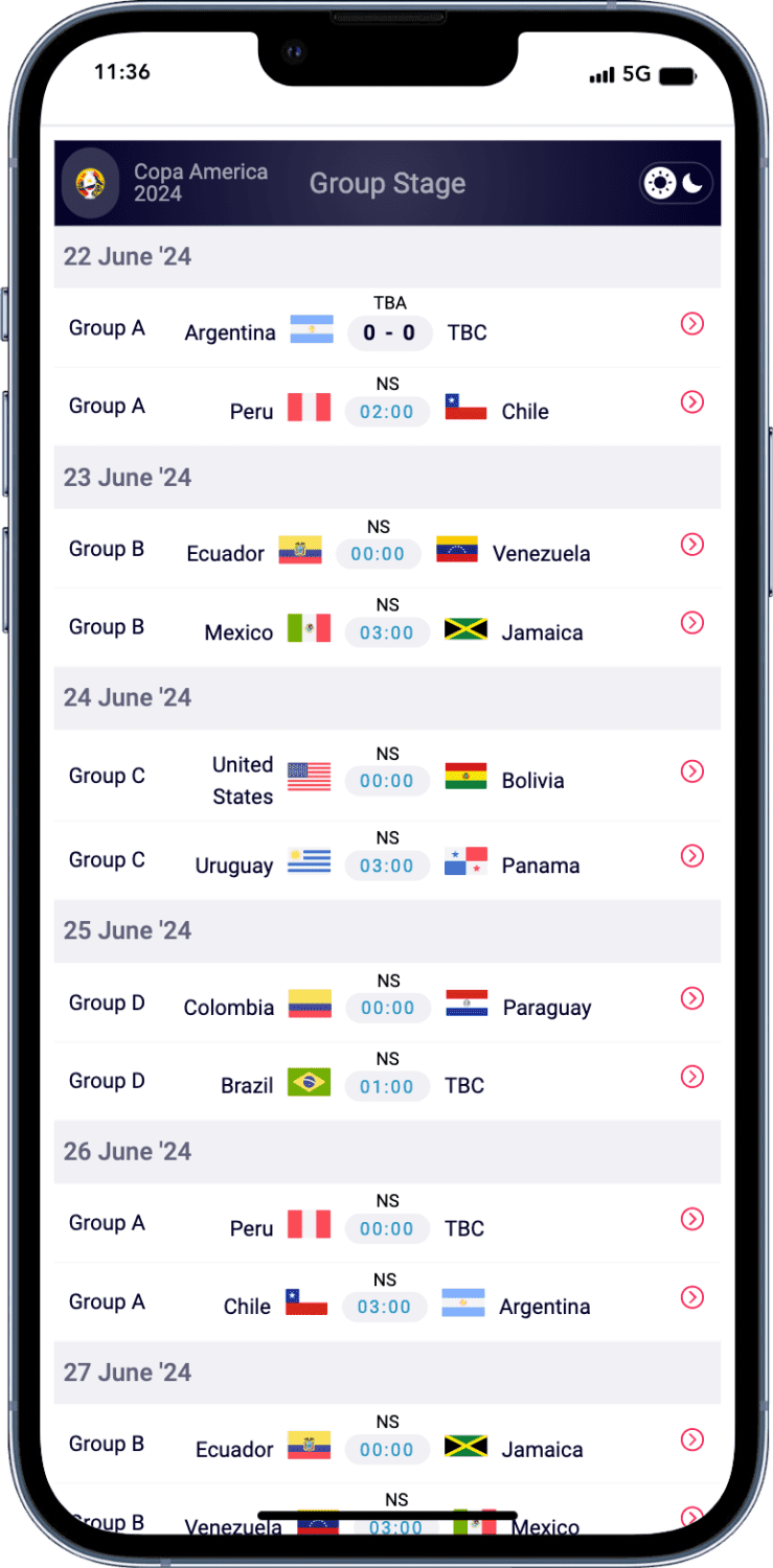 Complete Copa America Schedule available in our Football API